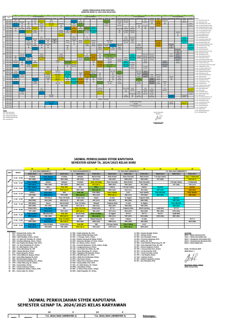 Jadwal Sem. Genap TA. 2024-2025 Share | PDF