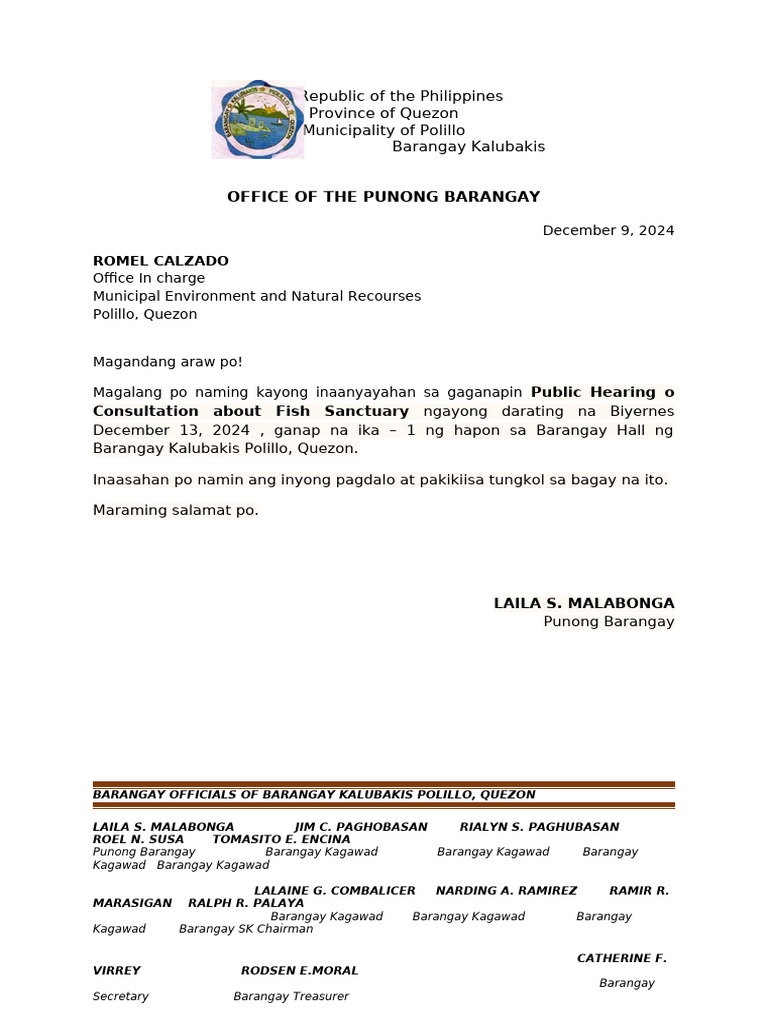 Invitation For Public Hearing in Fish Santuary | PDF