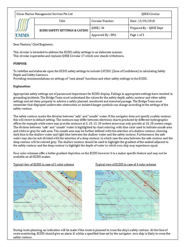 QHSE-circular - ECDIS Safety Setting - 2 | PDF | Contour Line | Hydrography