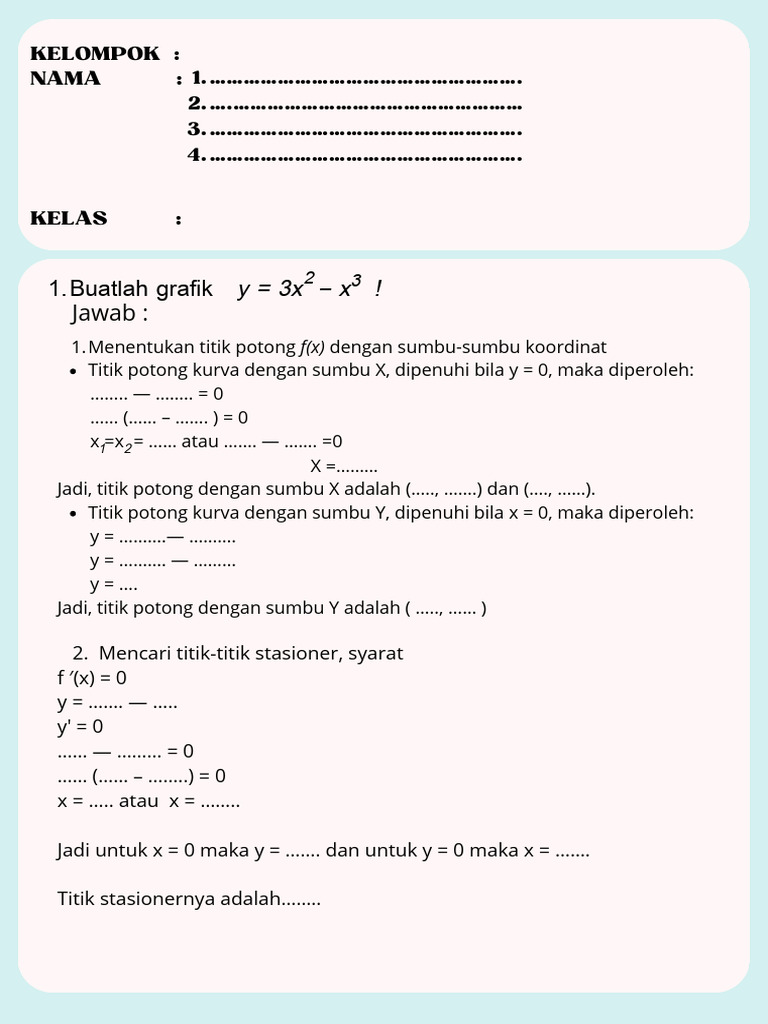 Grafik Fungsi Eksponen Worksheet Merah Muda Biru Gaya Sederhana PDF | PDF