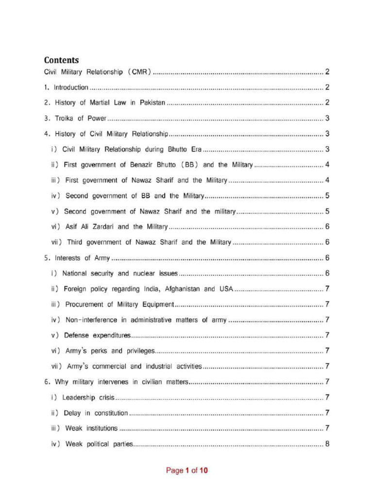 Civil Military Relationship | PDF