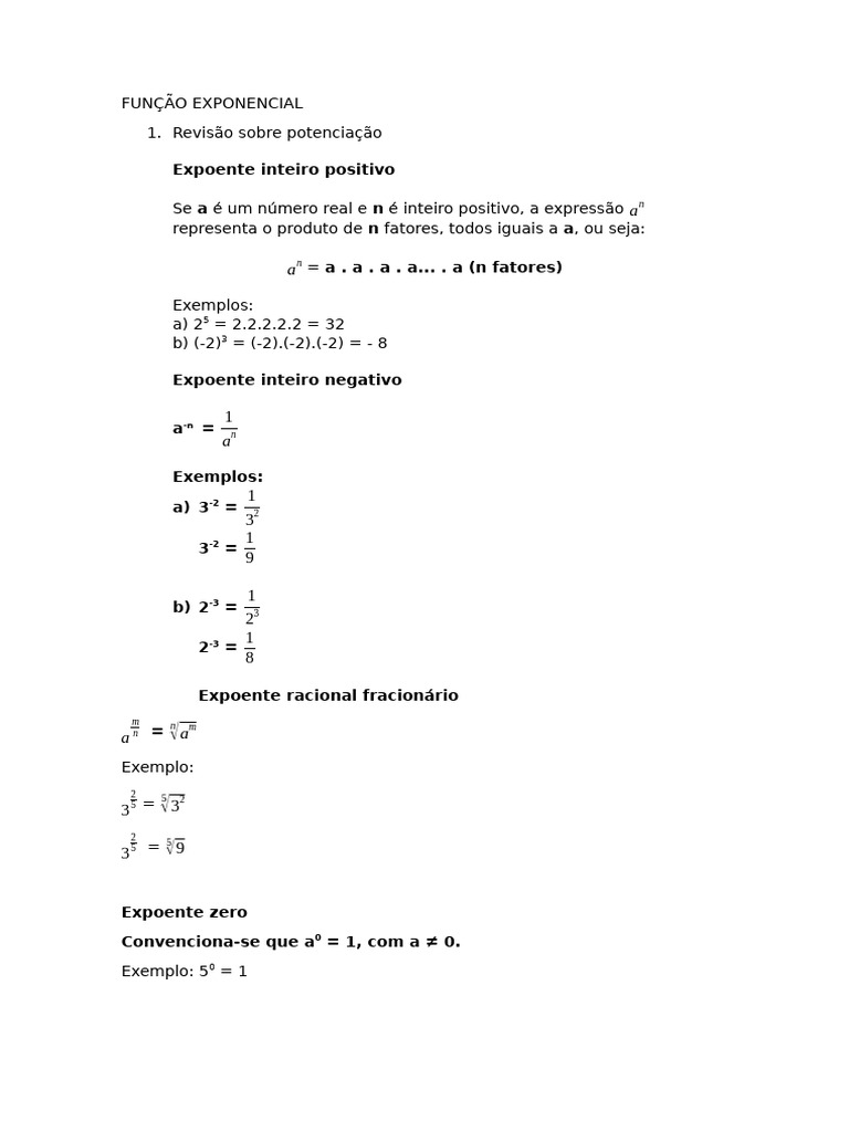 Função Exponencial e Propriedades | PDF