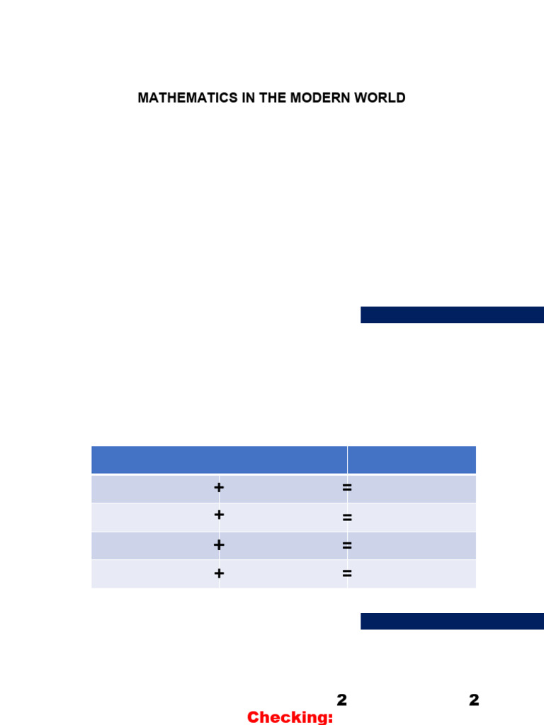 Week 10 - Operations On Binary Numbers | PDF | Subtraction | Multiplication