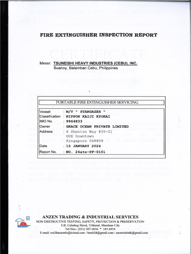 Fire Extinguisher Inspection Report | PDF