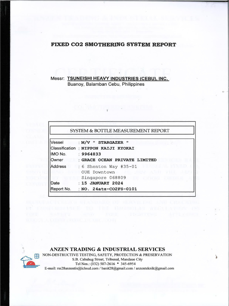 Fixed CO2 Smothering System Report | PDF