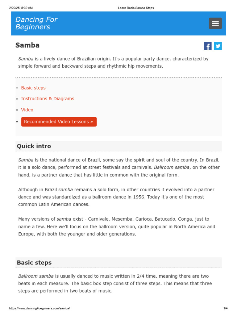 Learn Basic Samba Steps | PDF | Ballroom Dance | Dances