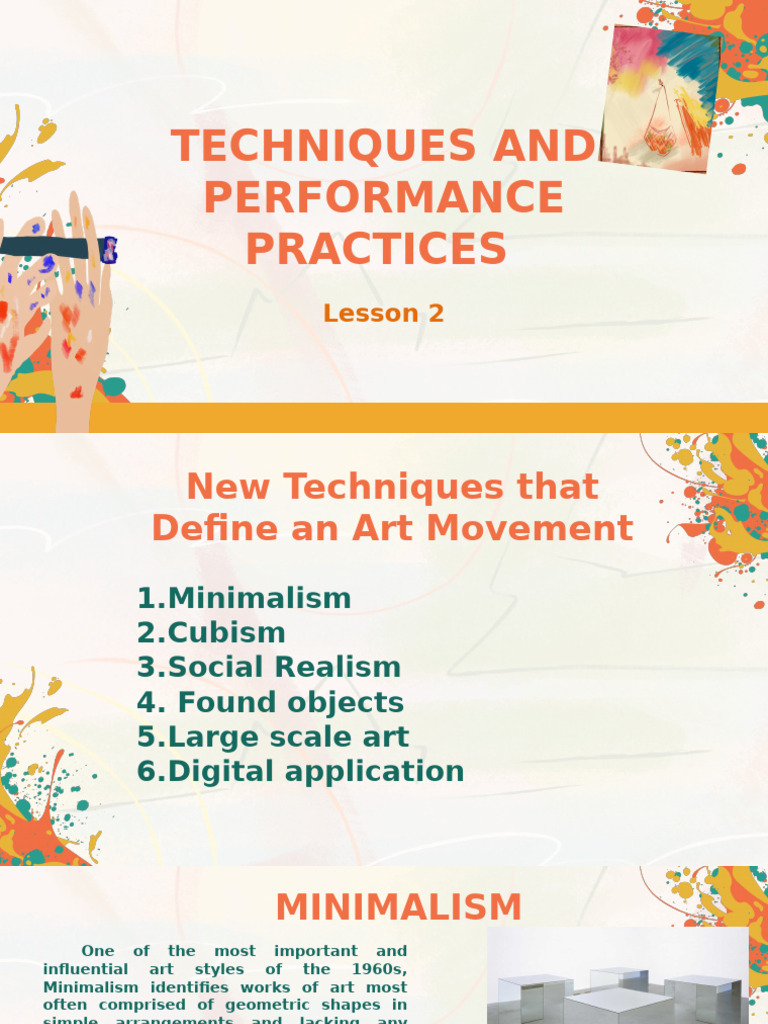 Lesson 2-TECHNIQUES AND PERFORMANCE PRACTICES | PDF | Cubism | Minimalism
