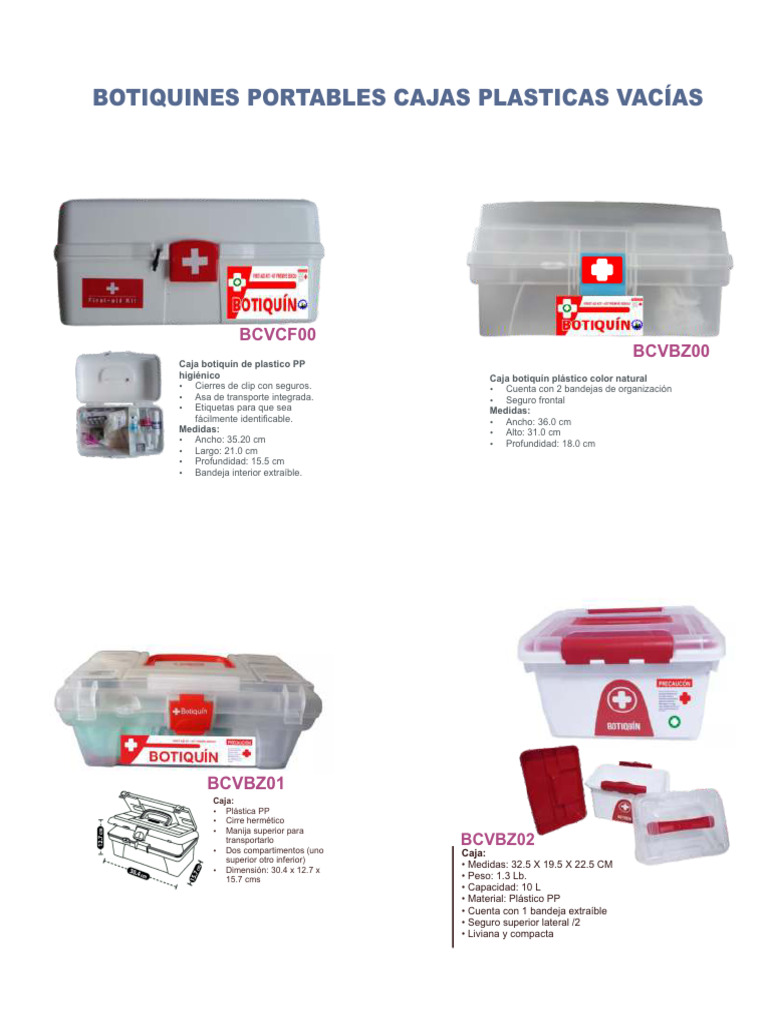 Cajas Plásticas y Botiquines Portátiles | PDF