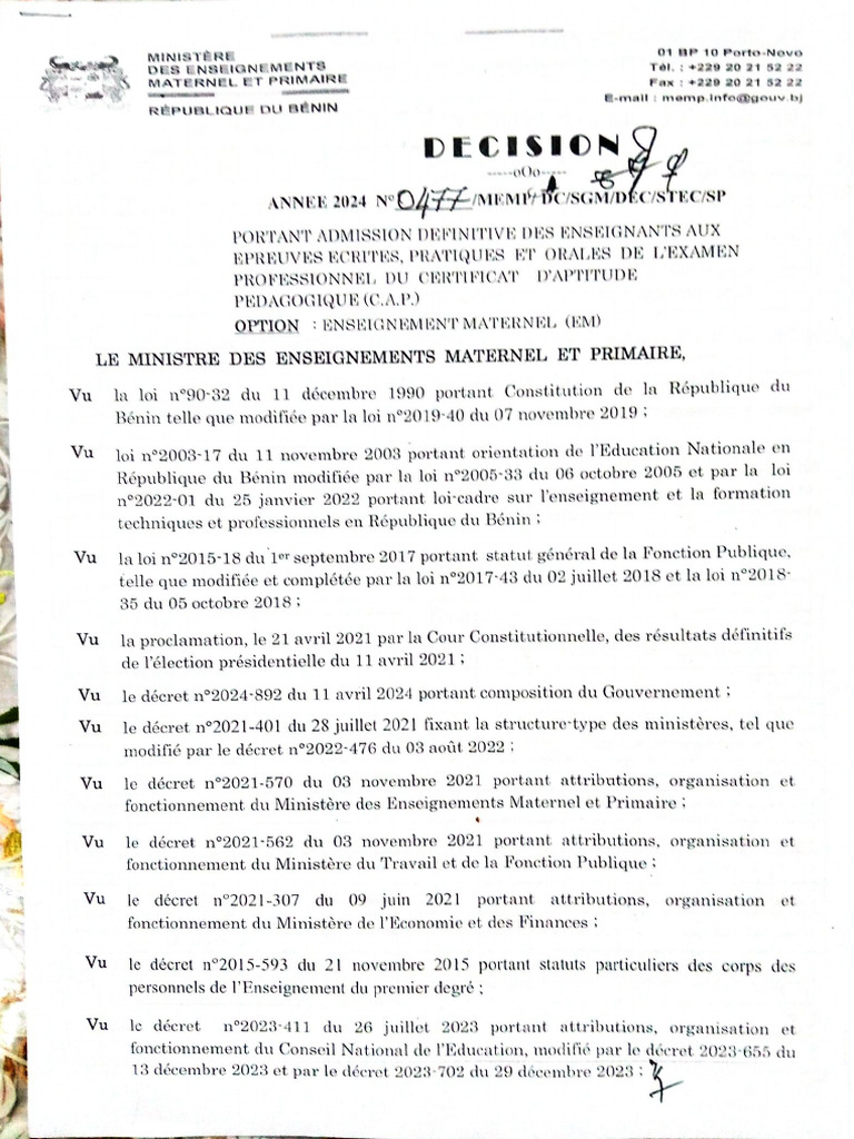 Décision Définitive CAP - EM-2024 | PDF
