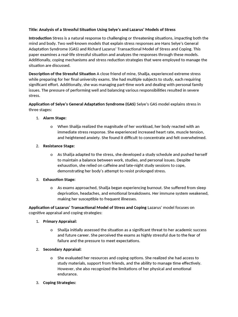 Grade 12 Psychology CHP 3 - Swayam Assignment | PDF | Stress (Biology ...