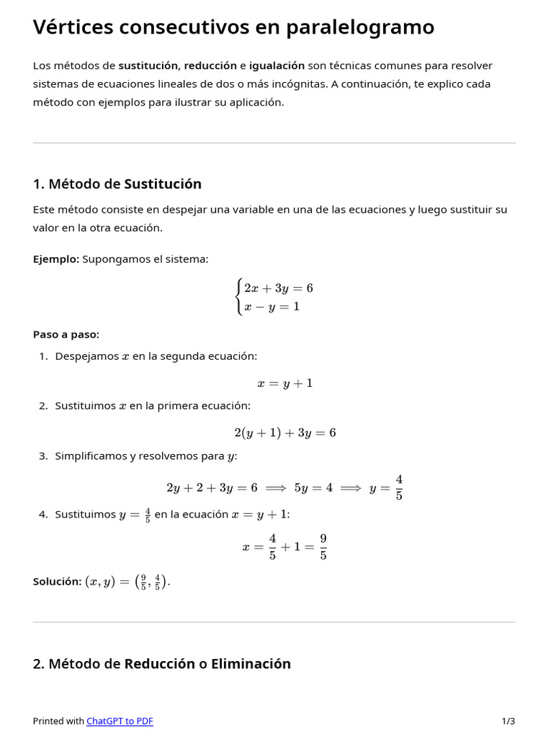 Vértices Consecutivos en Paralelogramo | PDF | Sistema de ecuaciones ...