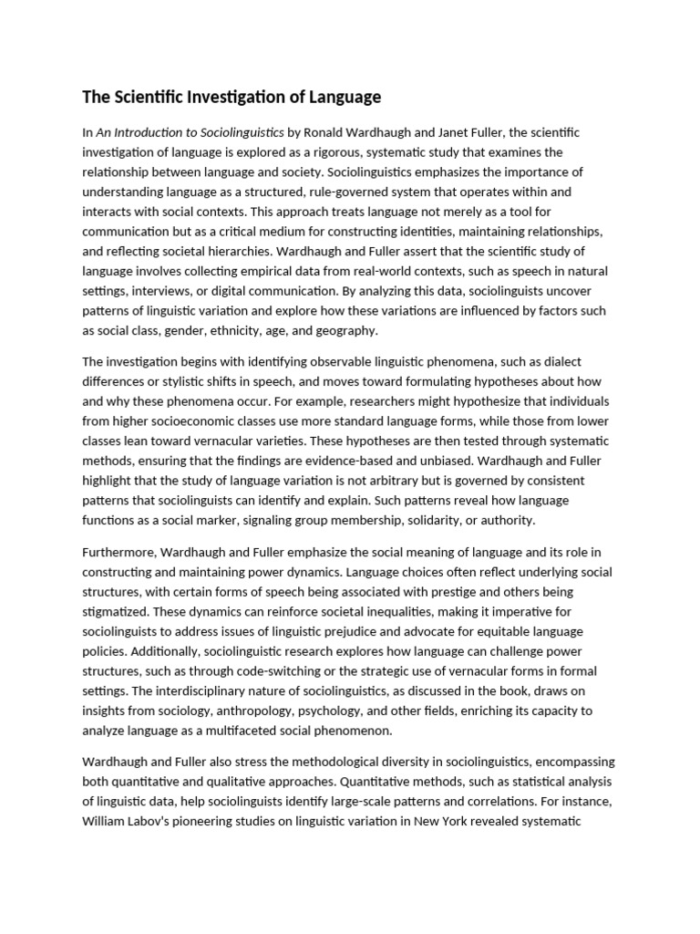 The Scinetific Investigation of Language | PDF | Sociolinguistics ...