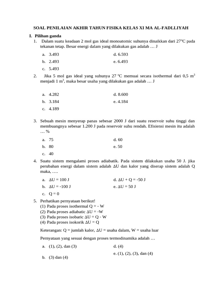 Soal Pat Fisika Kelas 11 | PDF