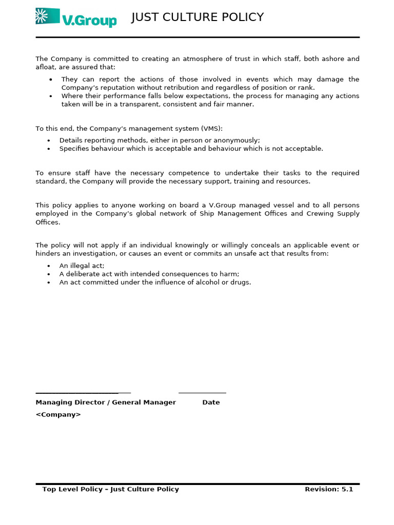 Just Culture Policy - Official | PDF