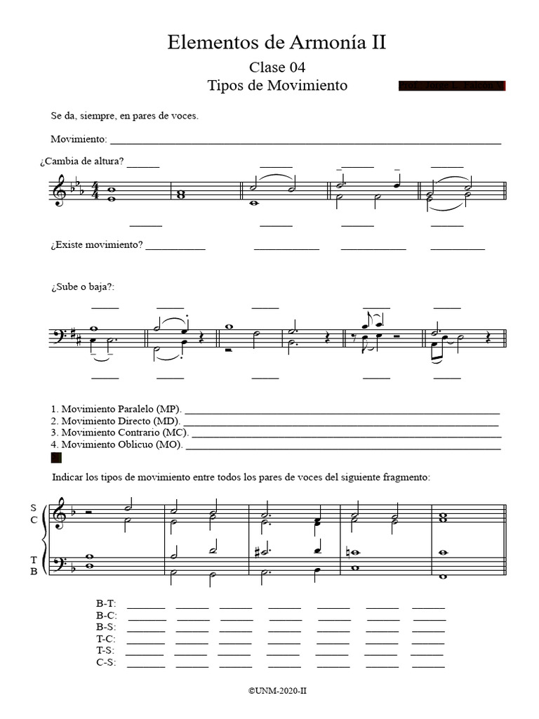 Tipos de Movimiento en Armonía | PDF | Composiciones Musicales ...