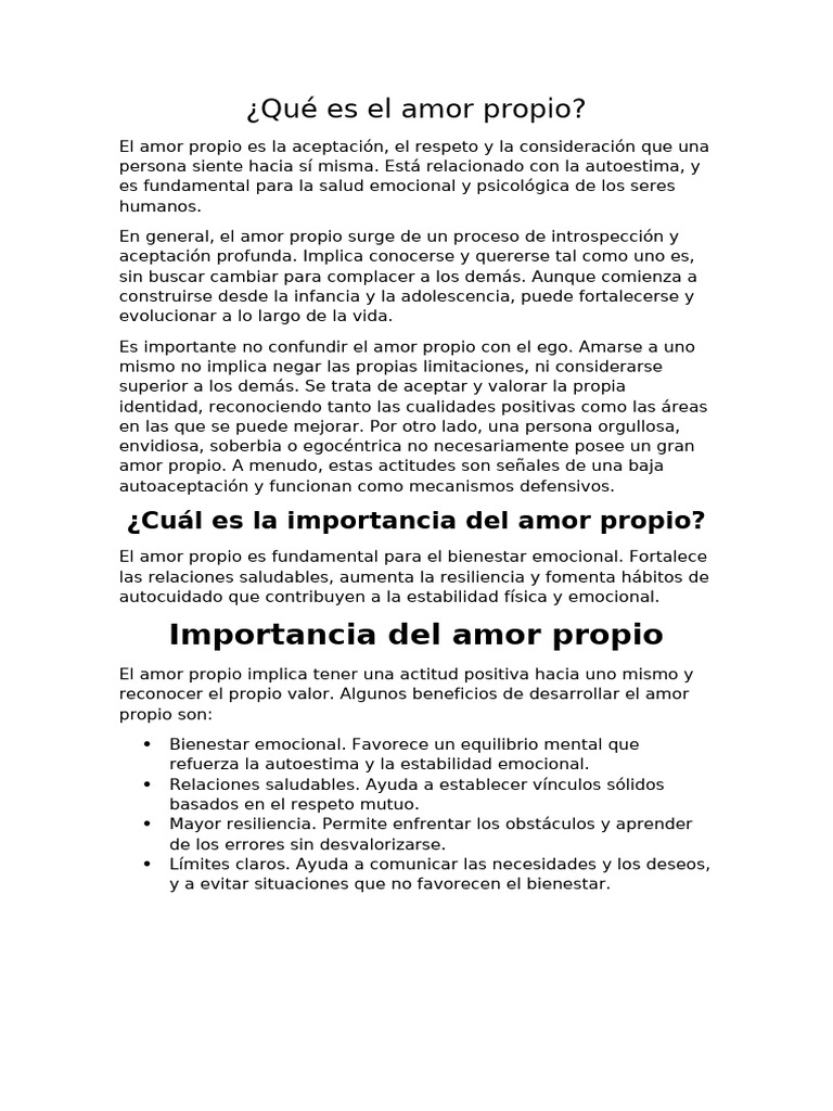 Importancia del amor propio y Morazán | PDF | Autoestima | Amor