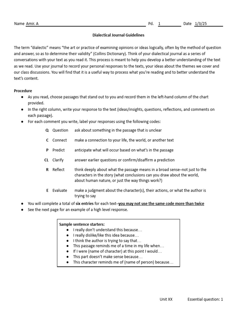 Dialectical Journal | PDF | To Kill A Mockingbird