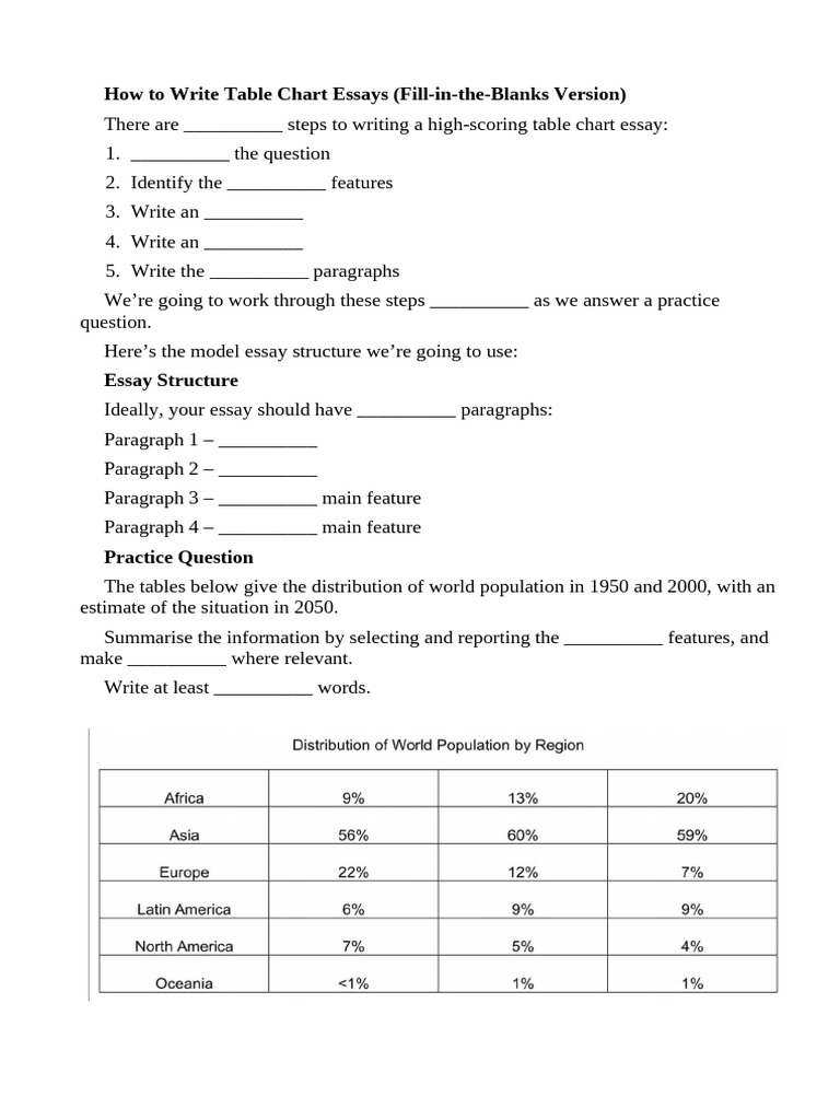 DAY 3_How to Write Table Chart Essays - Gap filling version | PDF ...