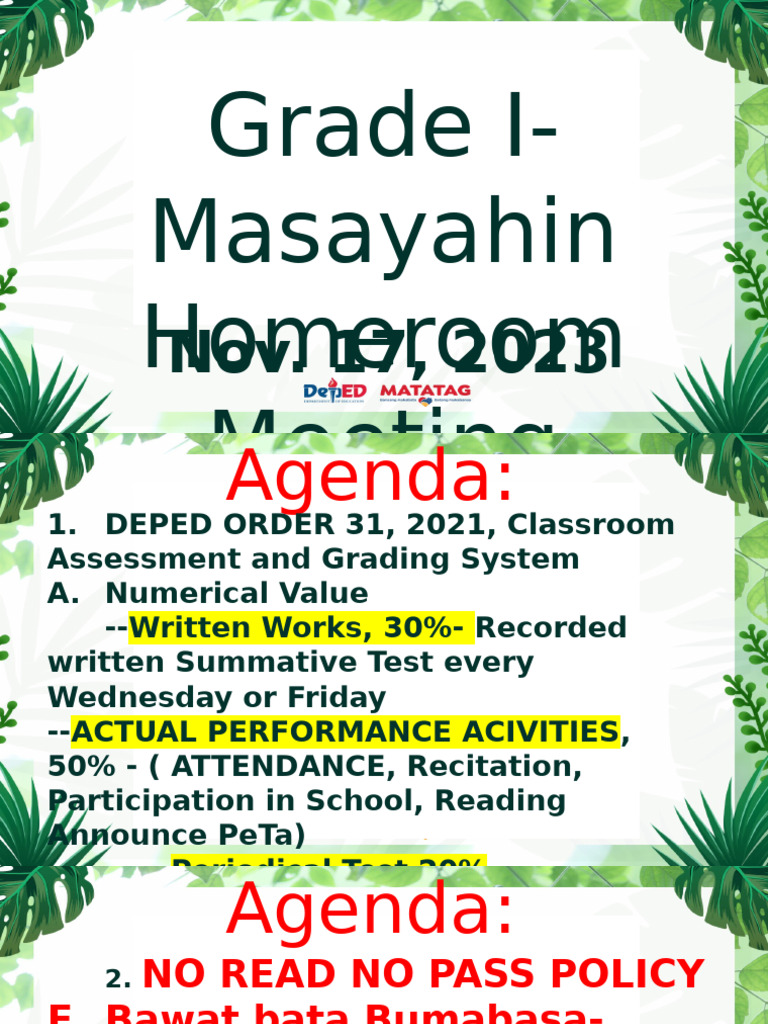 Homeroom Meeting Nov. 17 | PDF