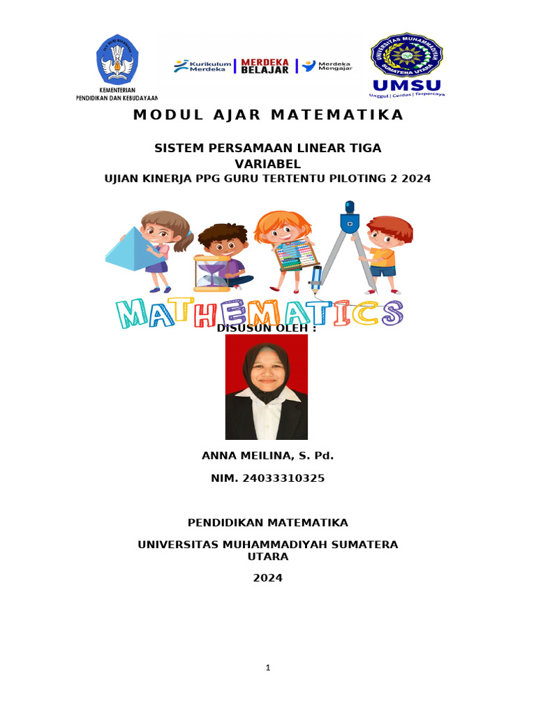 Modul Ajar SPLT Variabel Matematika | PDF
