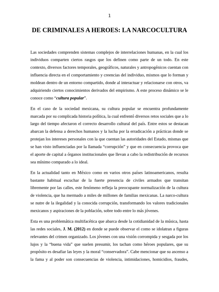 Narco-cultura: Impacto en México y Juventud | PDF | México ...