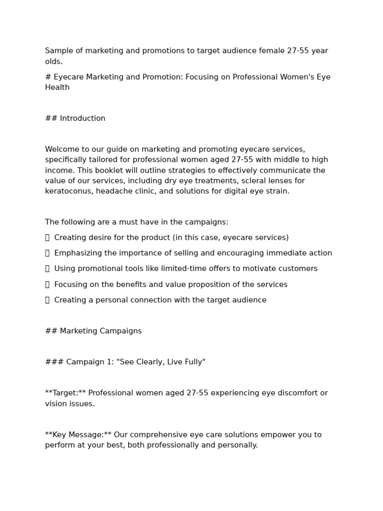 Sample of marketing and promotions to target audience female 27 | PDF ...