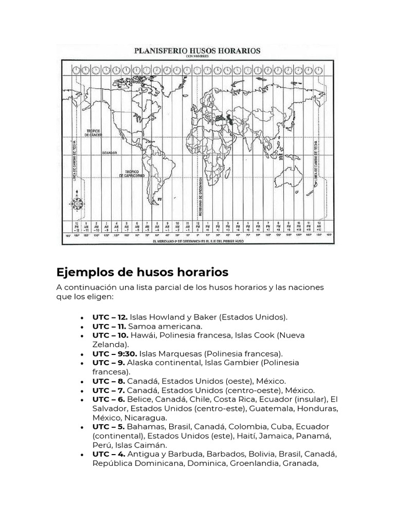 Ejemplos de husos horarios globales | PDF | Península Arabica | Geografía