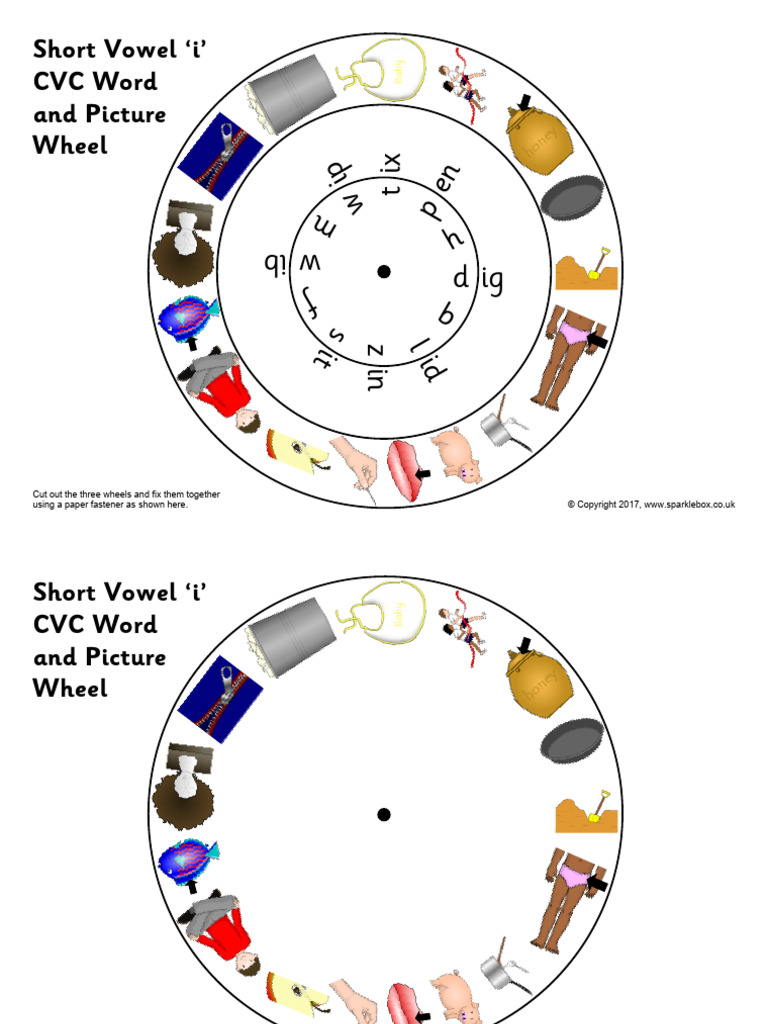 CVC Short I With Pics Word Wheel | PDF
