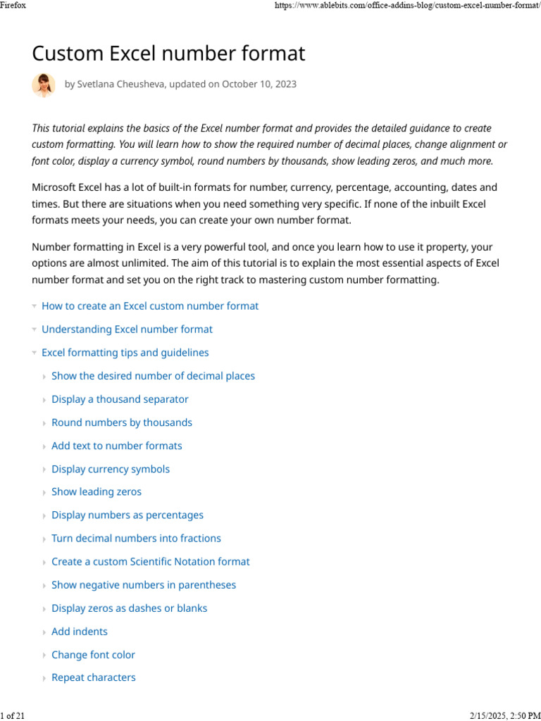 Custom Excel Number Format | PDF | Microsoft Excel | Numbers