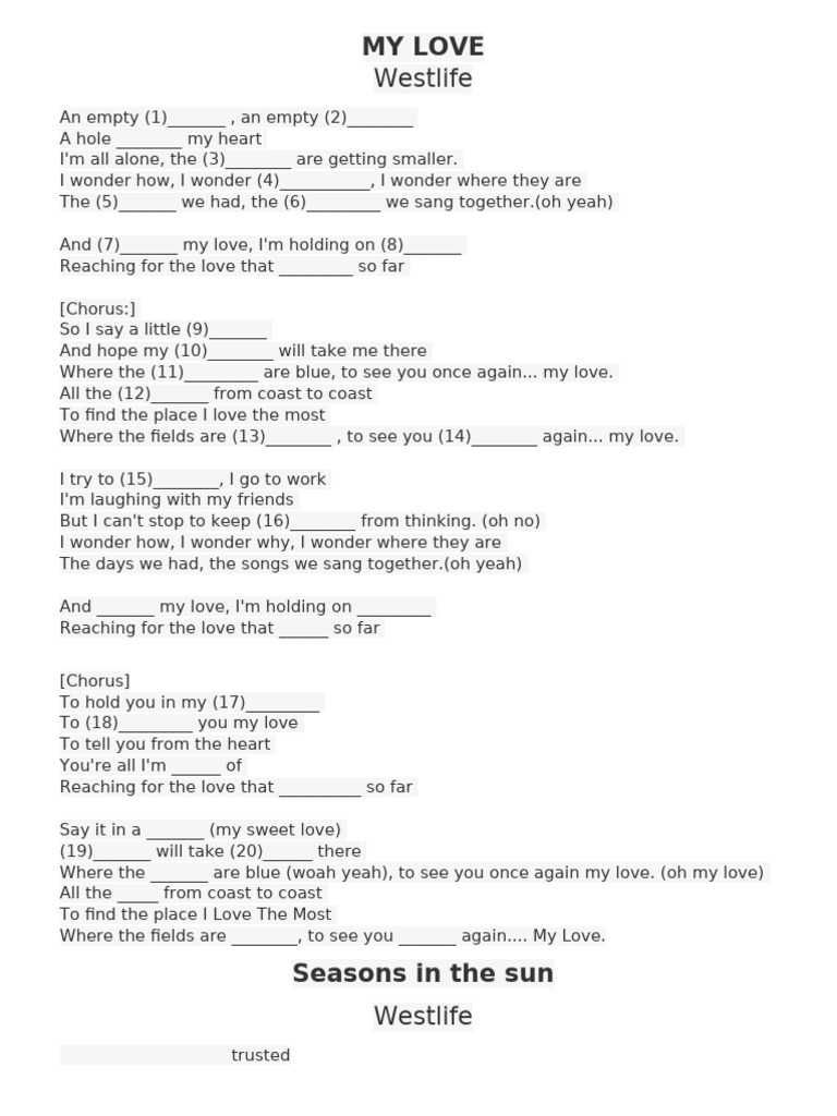 my-love-westlife-fill-in-the-lyrics-fun-activities-games-games ...
