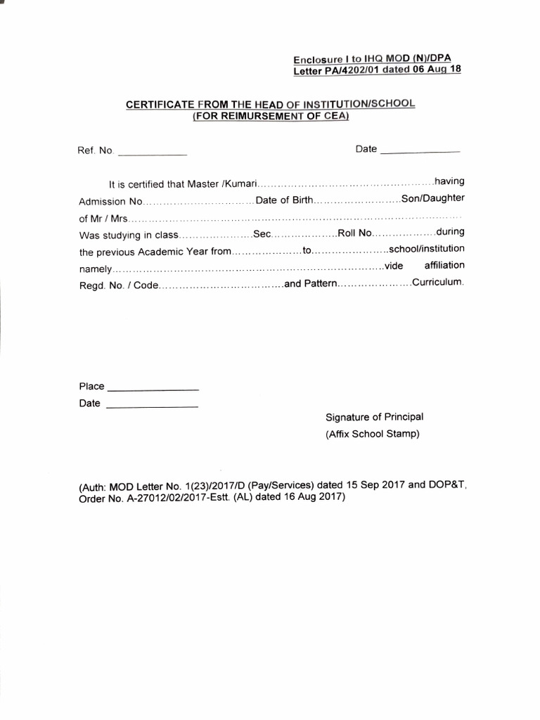 CEA - School Certificate-1 | PDF