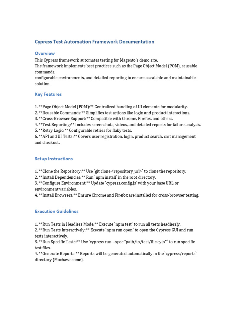 Cypress Framework Documentation IdelSoft | PDF
