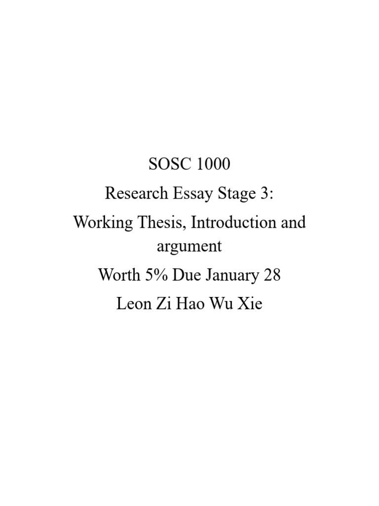 SOSC 1000 Woking Thesis Introduction and Argument | PDF | Automation | Labour Economics