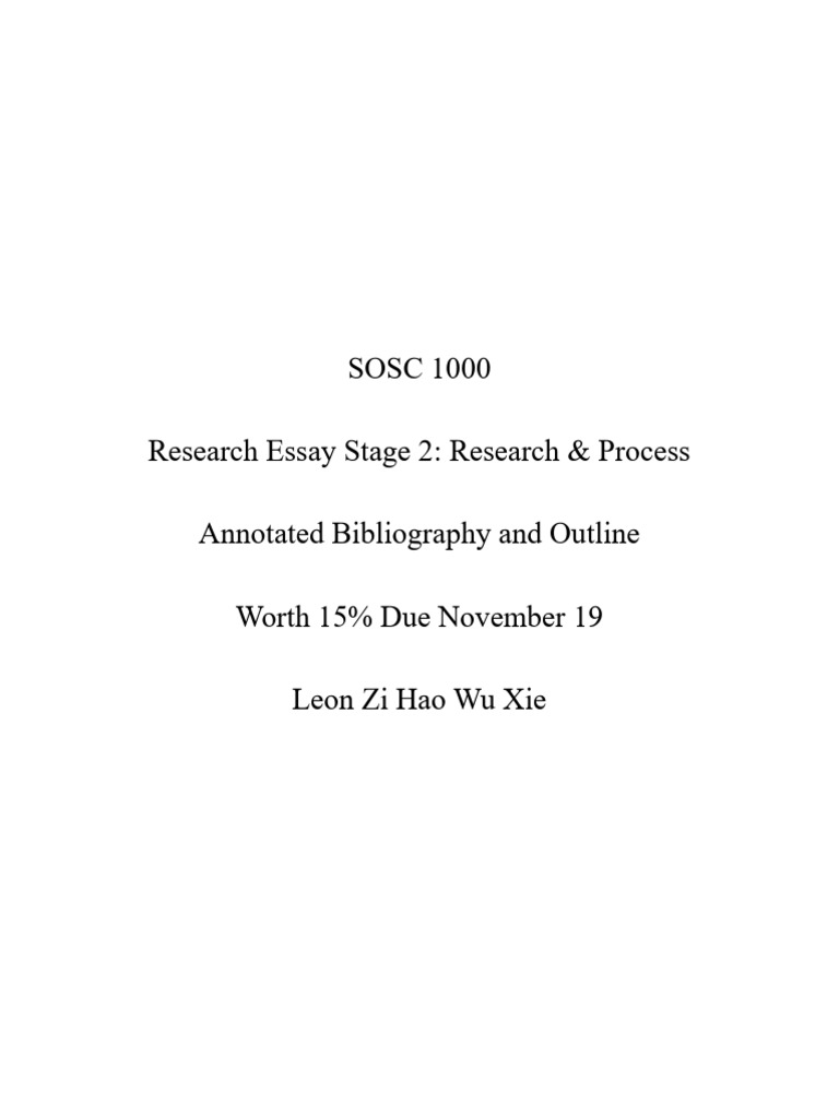 SOSC 1000 Annotated Bibliography and Outline | PDF | Automation | Artificial Intelligence