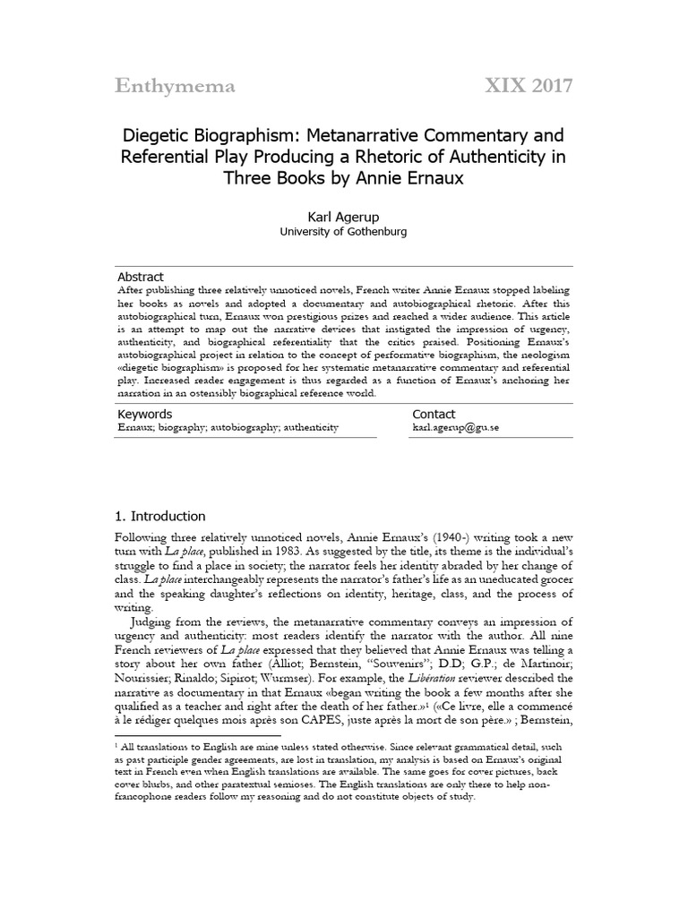 Ballerio,+16 Agerup+Diegetic+Biographism+editato 222-234 | PDF ...