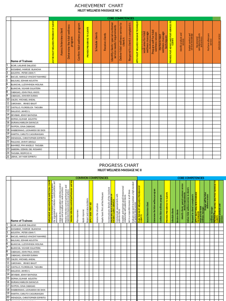 Progress Chart and Achievement Chart | PDF | Health Care | Medicine
