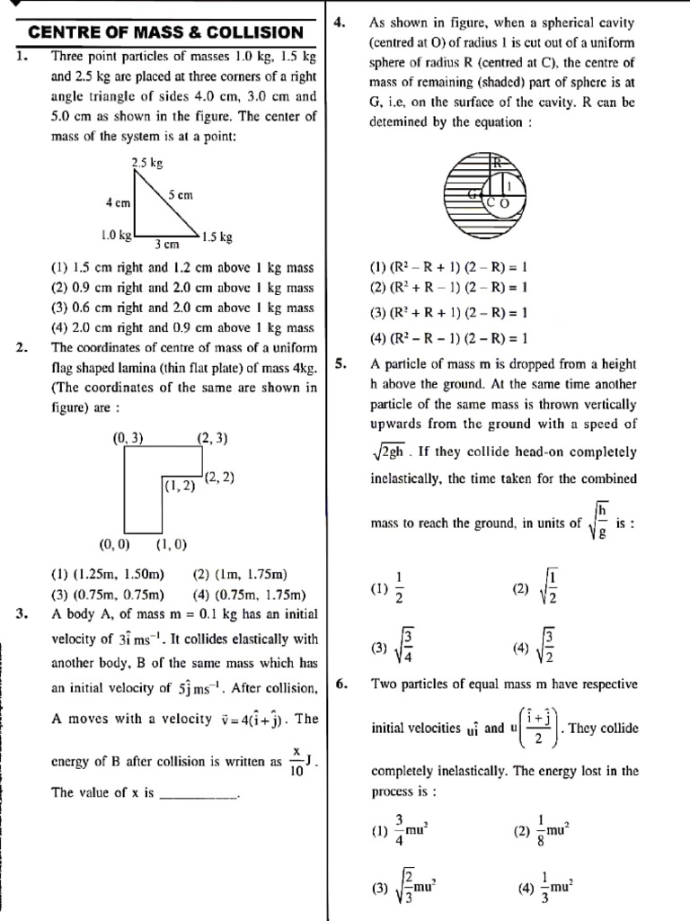 Centre of Mass & Collision | PDF