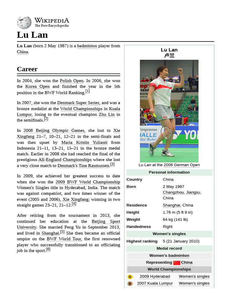 Lu_Lan | PDF | Summer Olympic Games | Sports Competitions