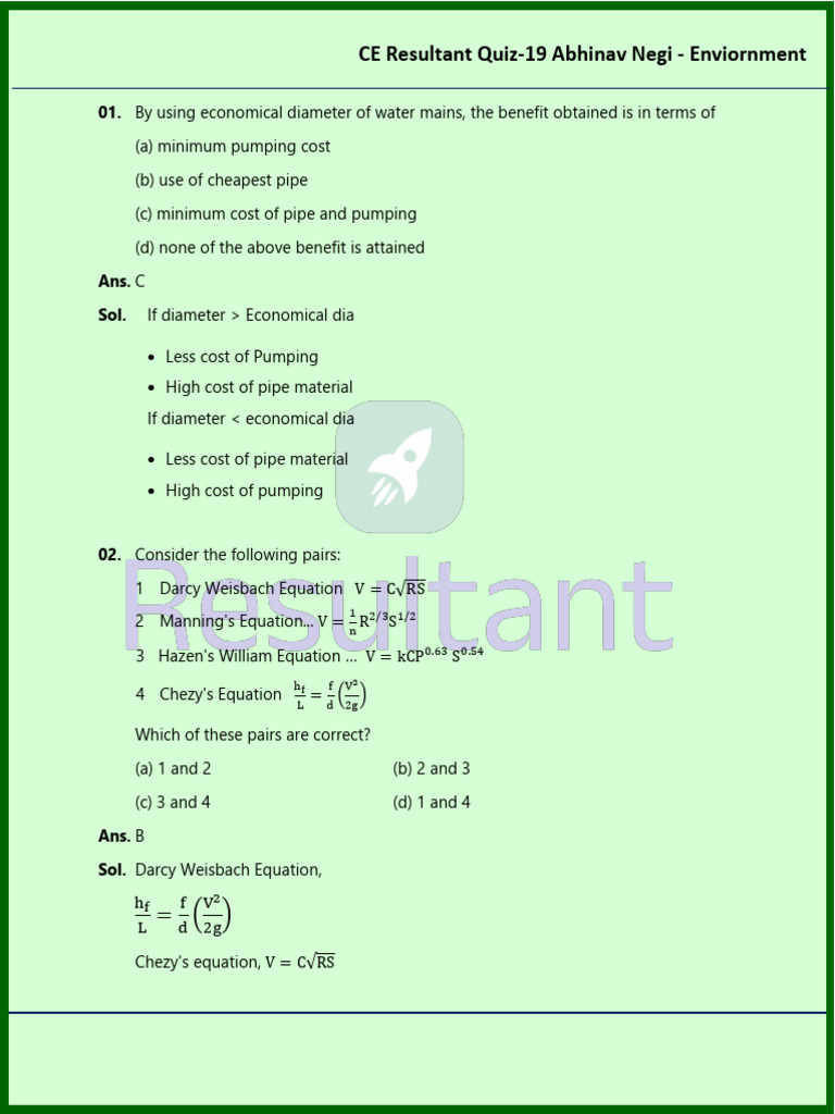 Civil Engineering Quiz Solutions | PDF