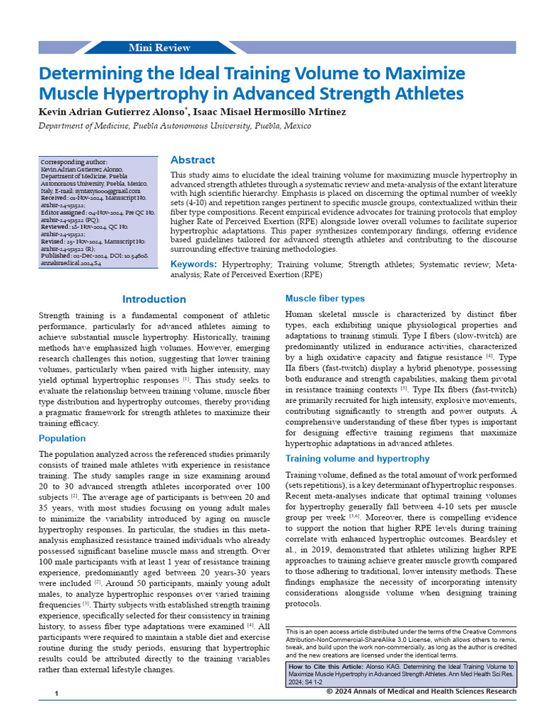 Optimizing Training Volume for Hypertrophy | PDF | Muscle Hypertrophy ...