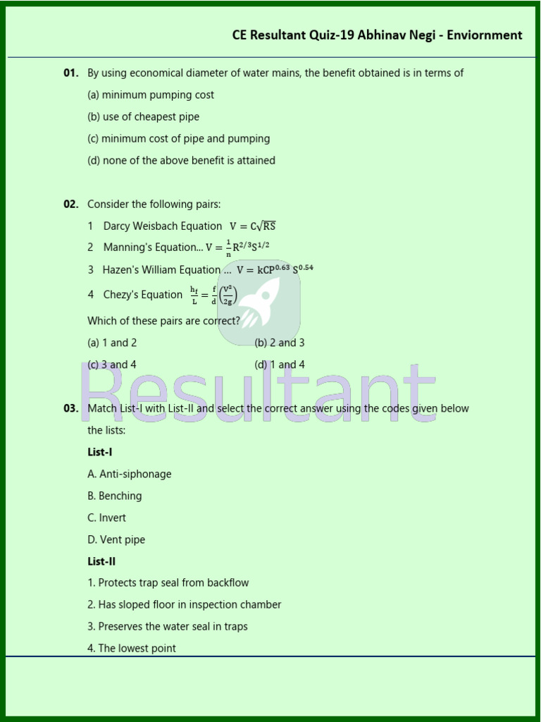 CE Resultant Quiz 19 Abhinav Negi 12 Feb 2025 Enviornment Q | PDF | Materials
