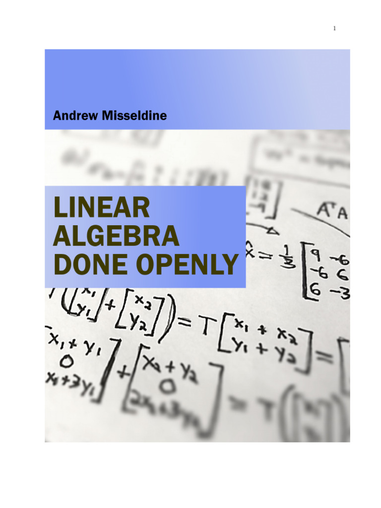 Linear Algebra Done Openly | PDF | System Of Linear Equations | Field ...