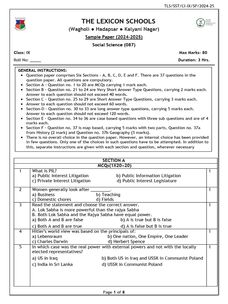 TLS - Class IX - SSC - QP - SP-24-25 | PDF | Poverty | Poverty ...