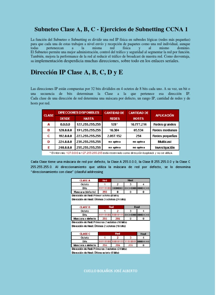 Subneteo y Subred | PDF | Dirección IP | Protocolos de red