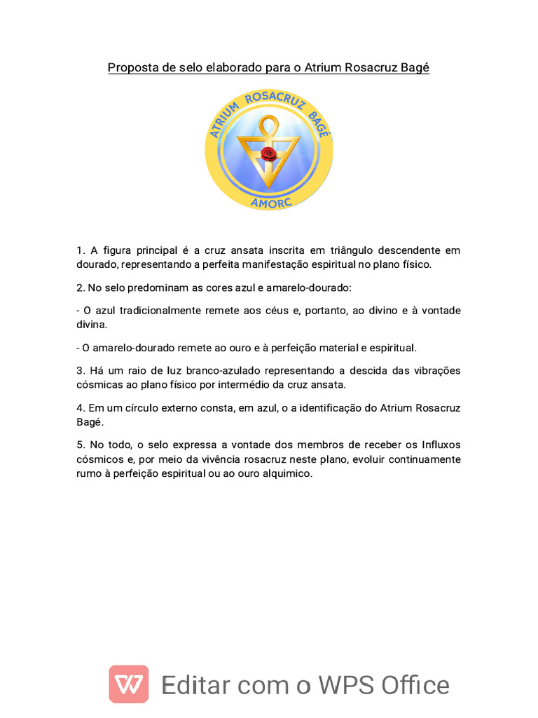 Selo do Atrium Rosacruz Bagé: Design e Simbolismo | PDF