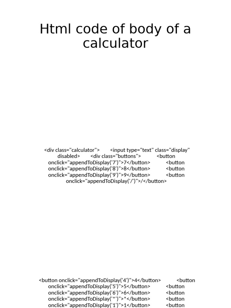 HTML Calculator Code Snippet | PDF