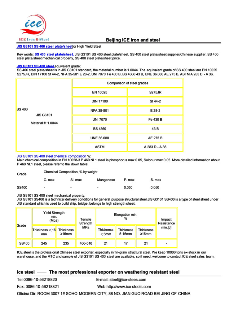 JIS G3101 Ss 400 HRC | PDF | Iron | Metals