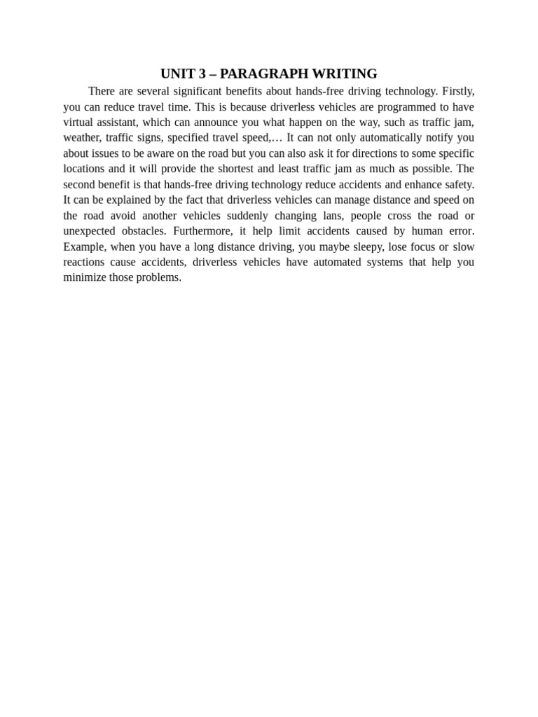 UNIT 3 Paragraph Writing | PDF