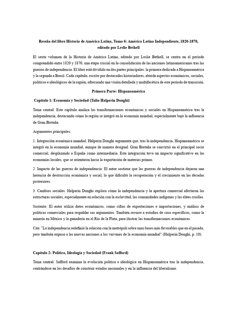 Historia de América Latina: 1820-1870 | PDF | Esclavitud | Brasil