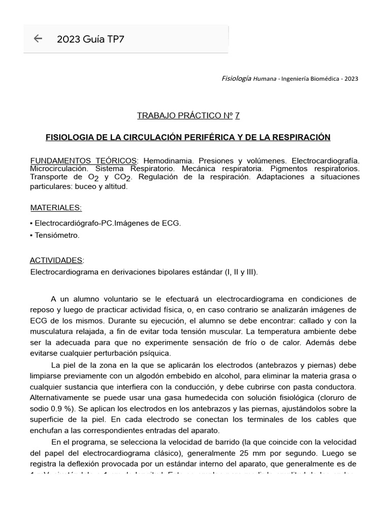 2023 Guía TP7 | PDF | Pulmón | Sistema respiratorio